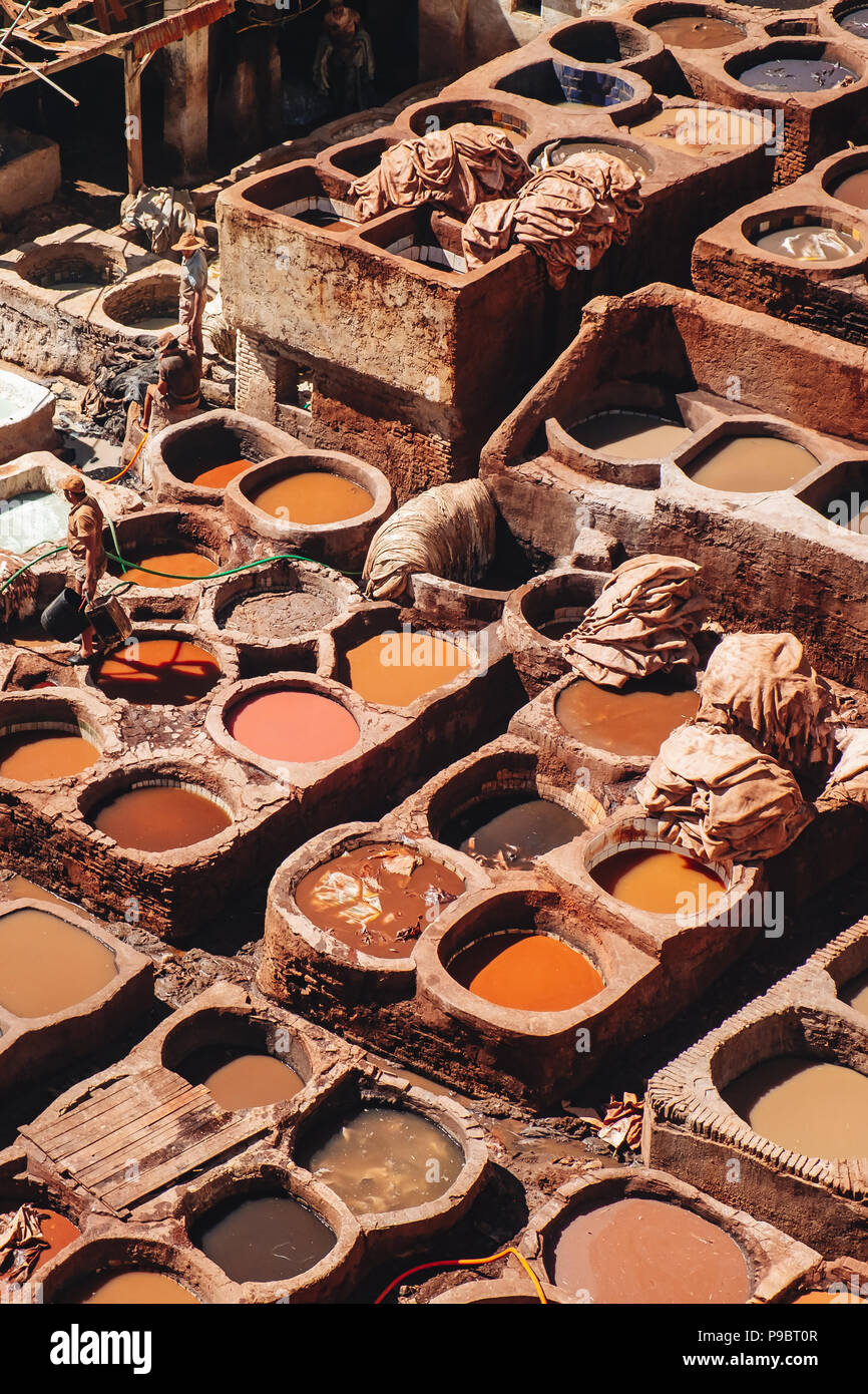 The incredible historical tannery in the old medina of Fez, Morocco ...