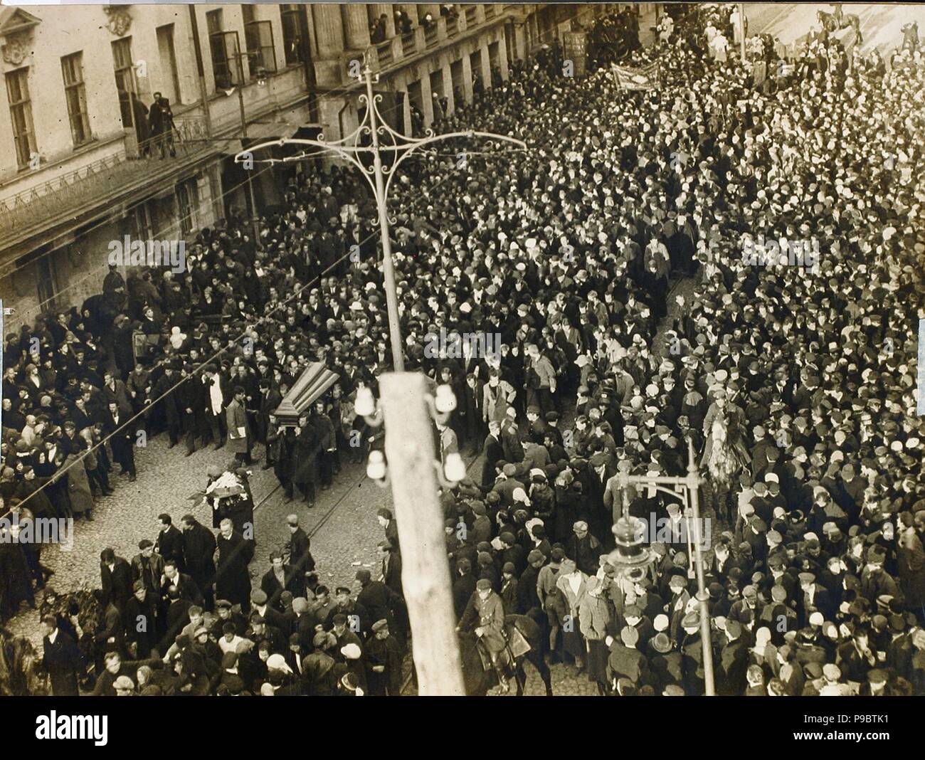 Funeral procession of the poet Valery Bryusov in Moscow on 12 October ...