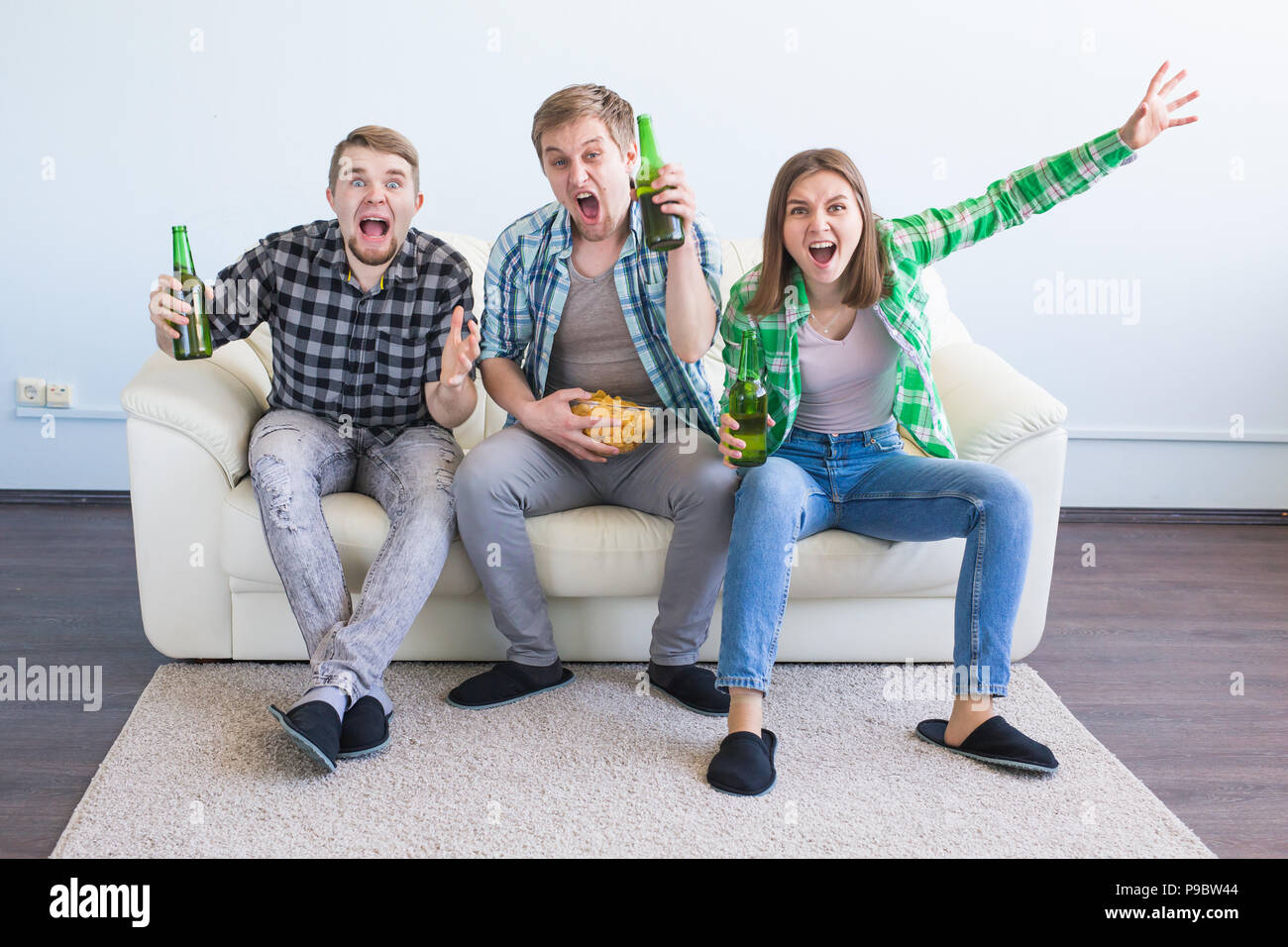 Friendship, sports, entertainment and soccer world cup - happy friends ...