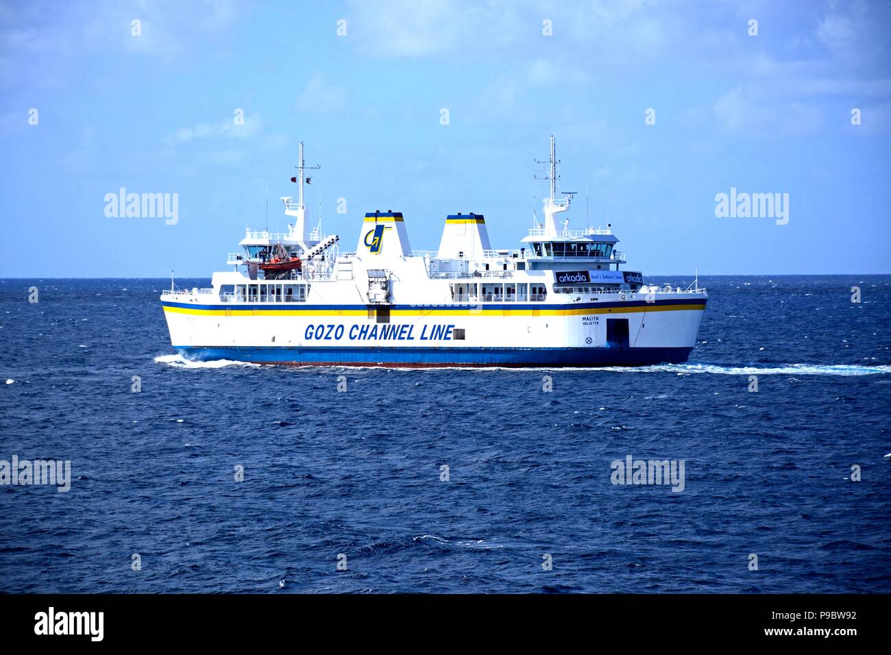 Gozo Channel Line ferry with views out to sea, Malta, Europe Stock ...