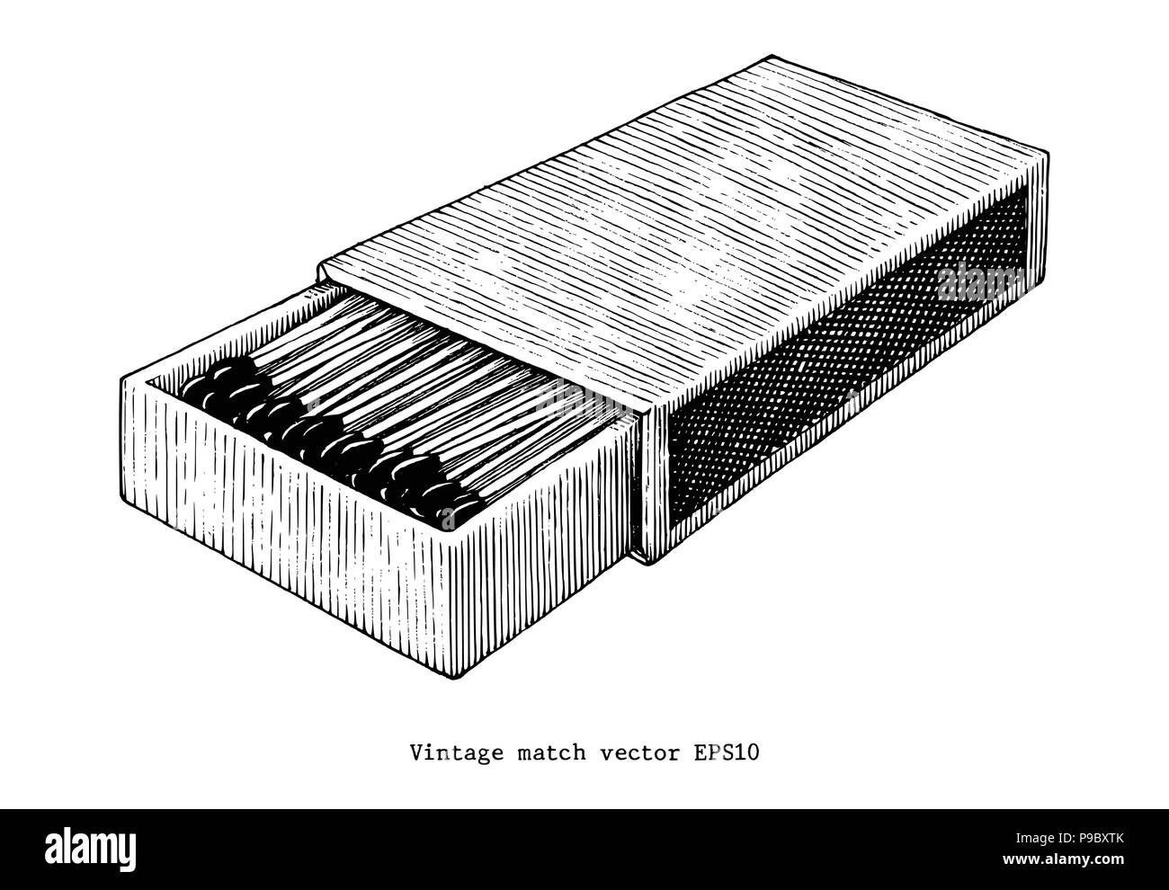 Vintage match hand drawing vintage clip art isolated on white ...