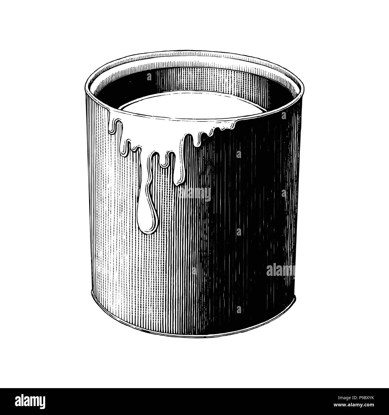 Vintage paint can hand drawing clip art isolated on white background ...