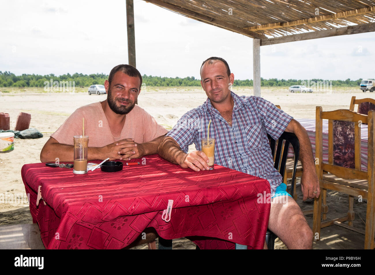Albania, Divjake, the beach, young men Stock Photo - Alamy