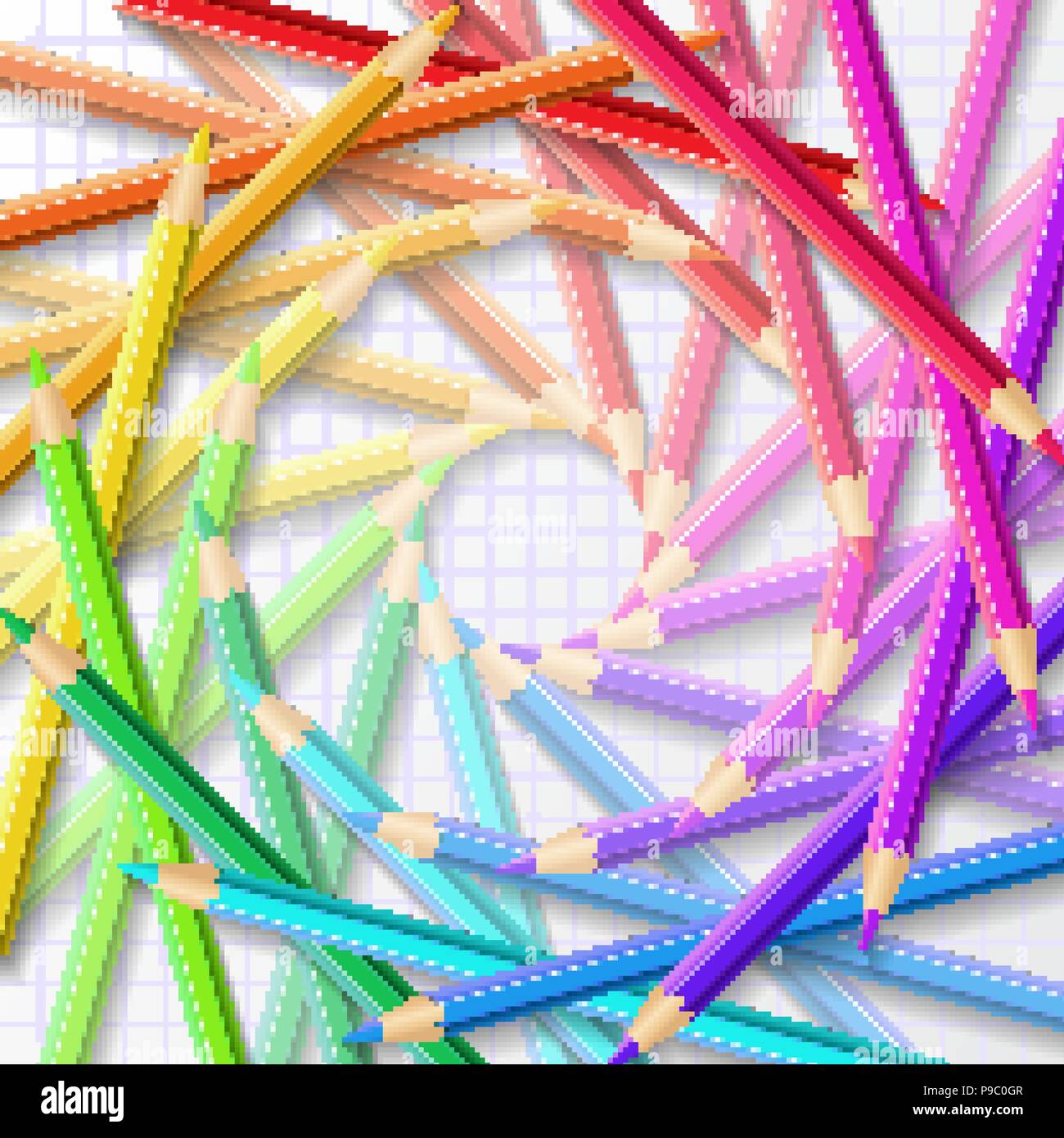 Circle of colored pencils school paper education Stock Vector Image ...