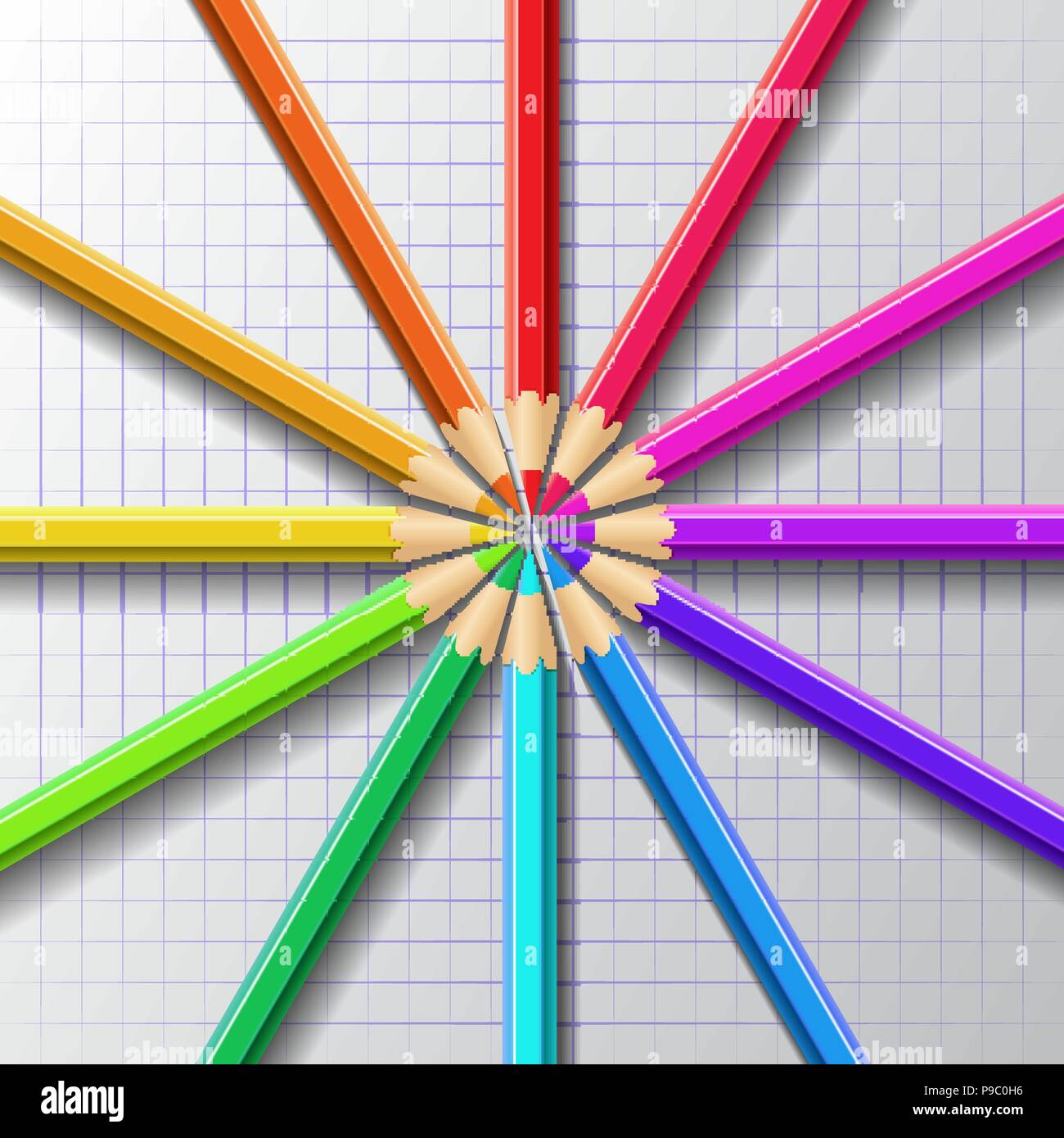 Circle of colored pencils school paper education Stock Vector Image ...