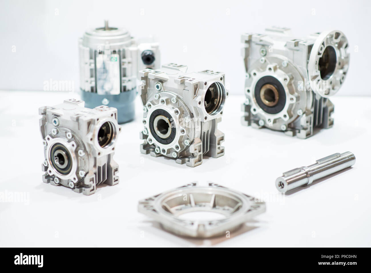 Worm gearboxes on white background Stock Photo - Alamy