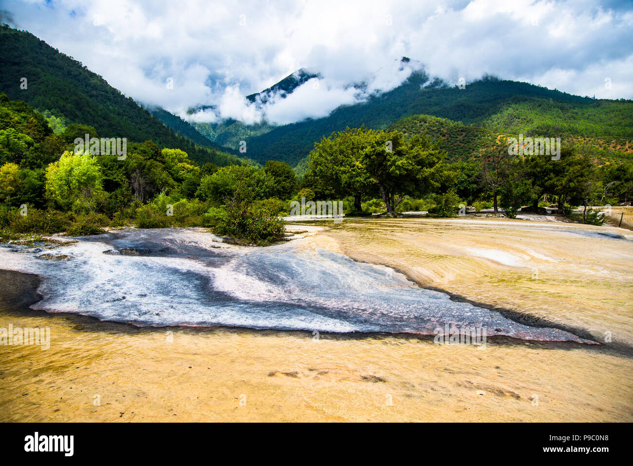 Geological formation The White Water Terraces (Baishui Tableland) are ...