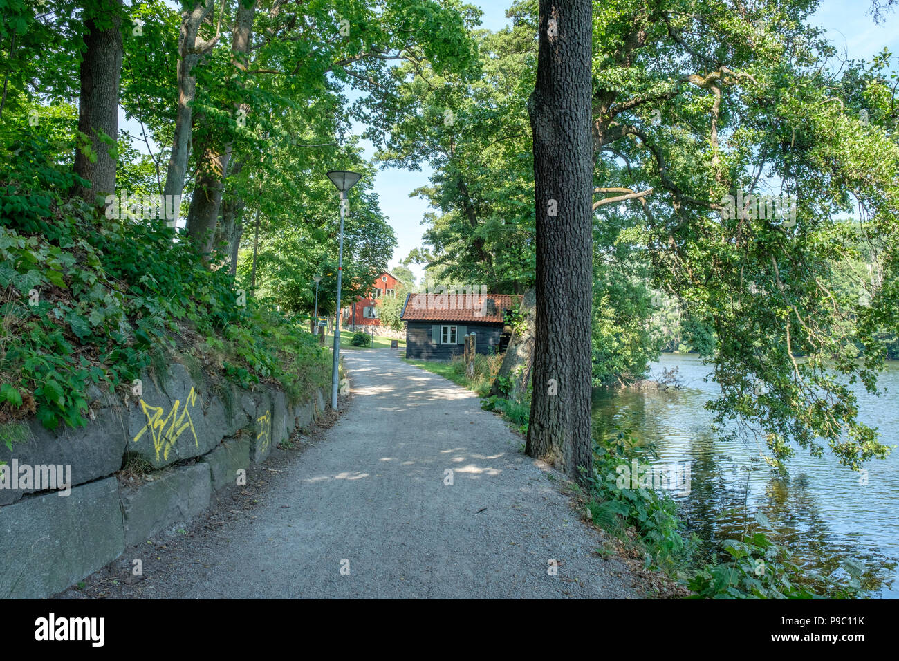 Ope-air museum Färgargården in the city park along Motala river in ...