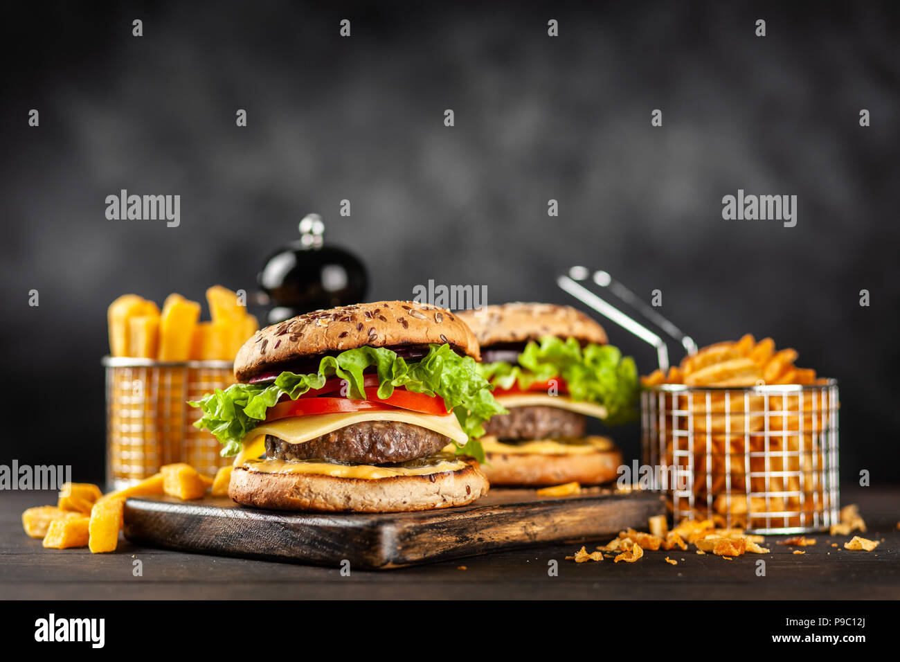 Delicious grilled burgers Stock Photo - Alamy