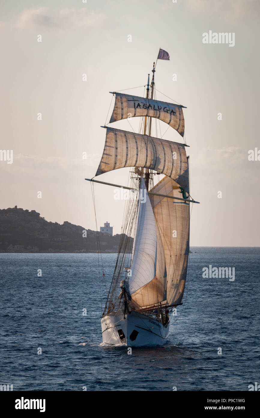 Sailing ship „Sir Robert Baden Powell“ on a cruise in front of the ...