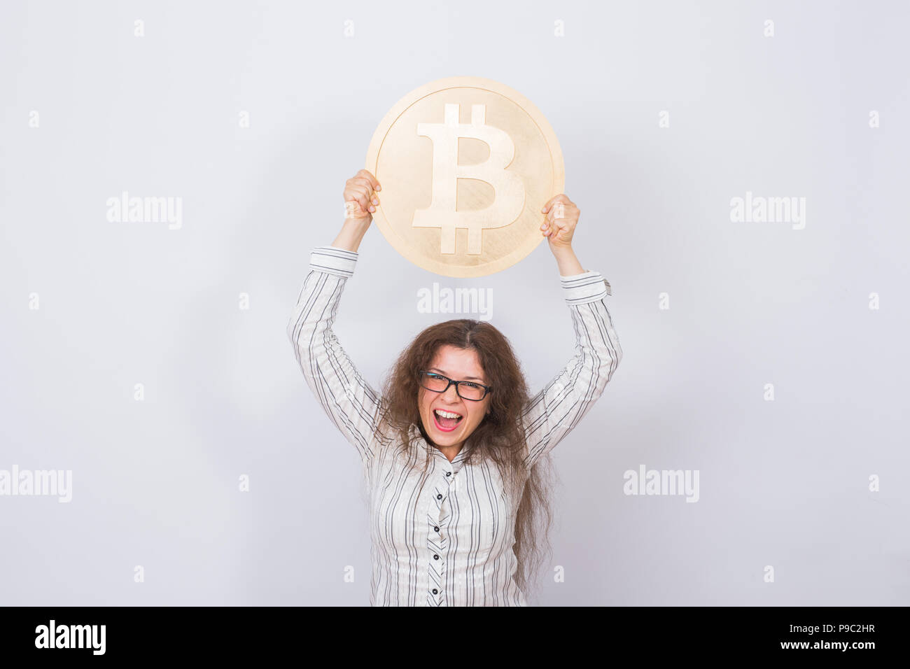 Cryptocurrency, virtual money and blockchain concept - Young funny ...