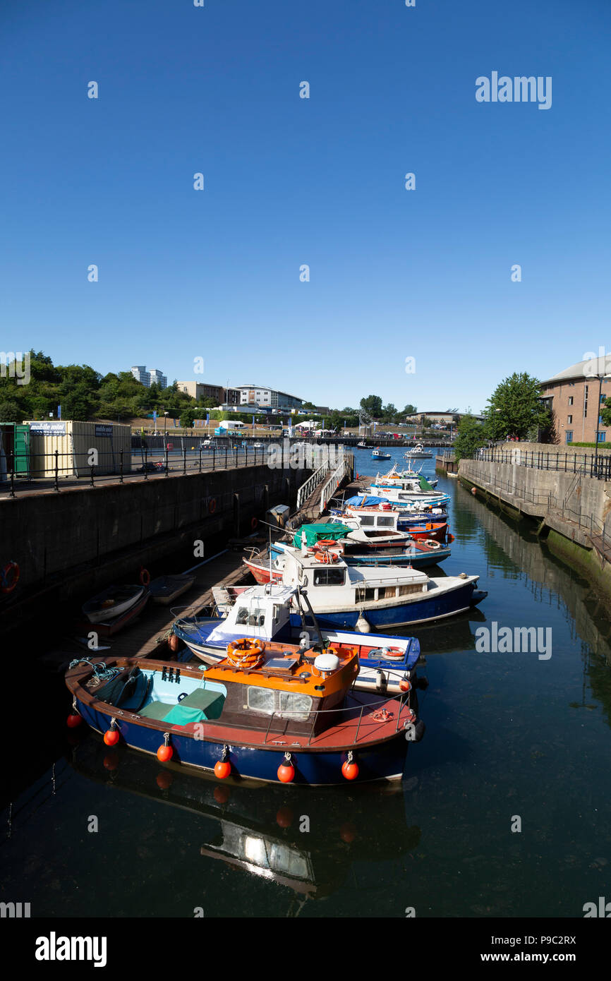 Boats docked at Panns Bank on the River Wear at Sunderland in north ...