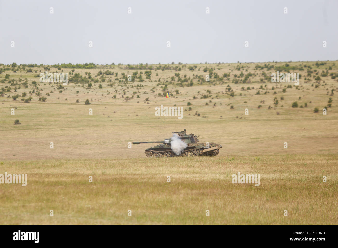 BABADAG, ROMANIA - JUNE 23, 2018: A Russian made T-55 light tank ...