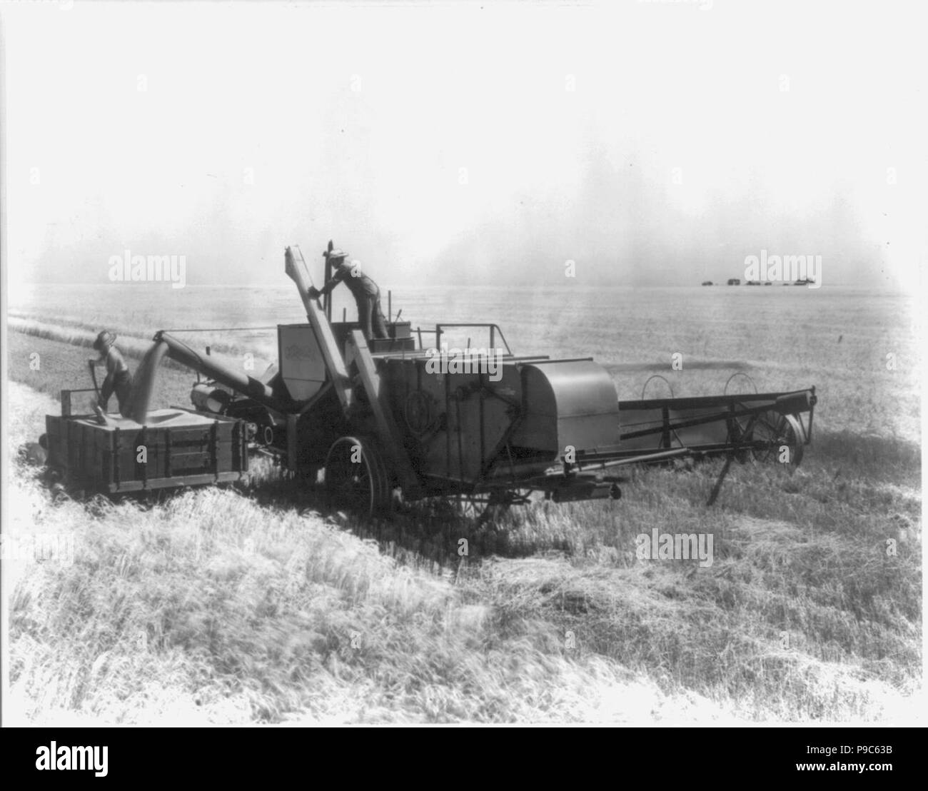 Wheat in combine harvester Black and White Stock Photos & Images - Alamy