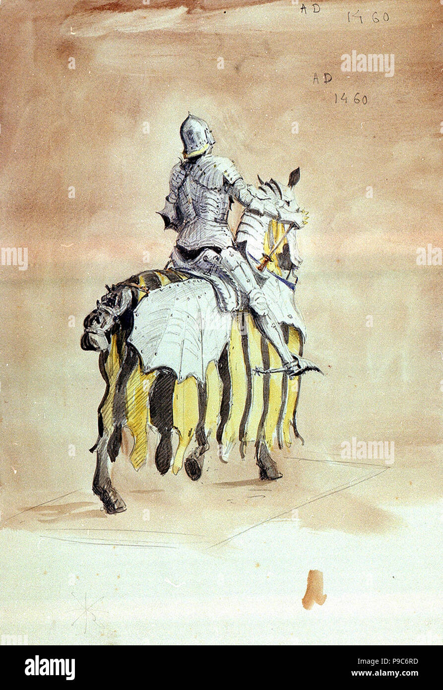 A knight in armour on a charger dated 1460 Stock Photo - Alamy