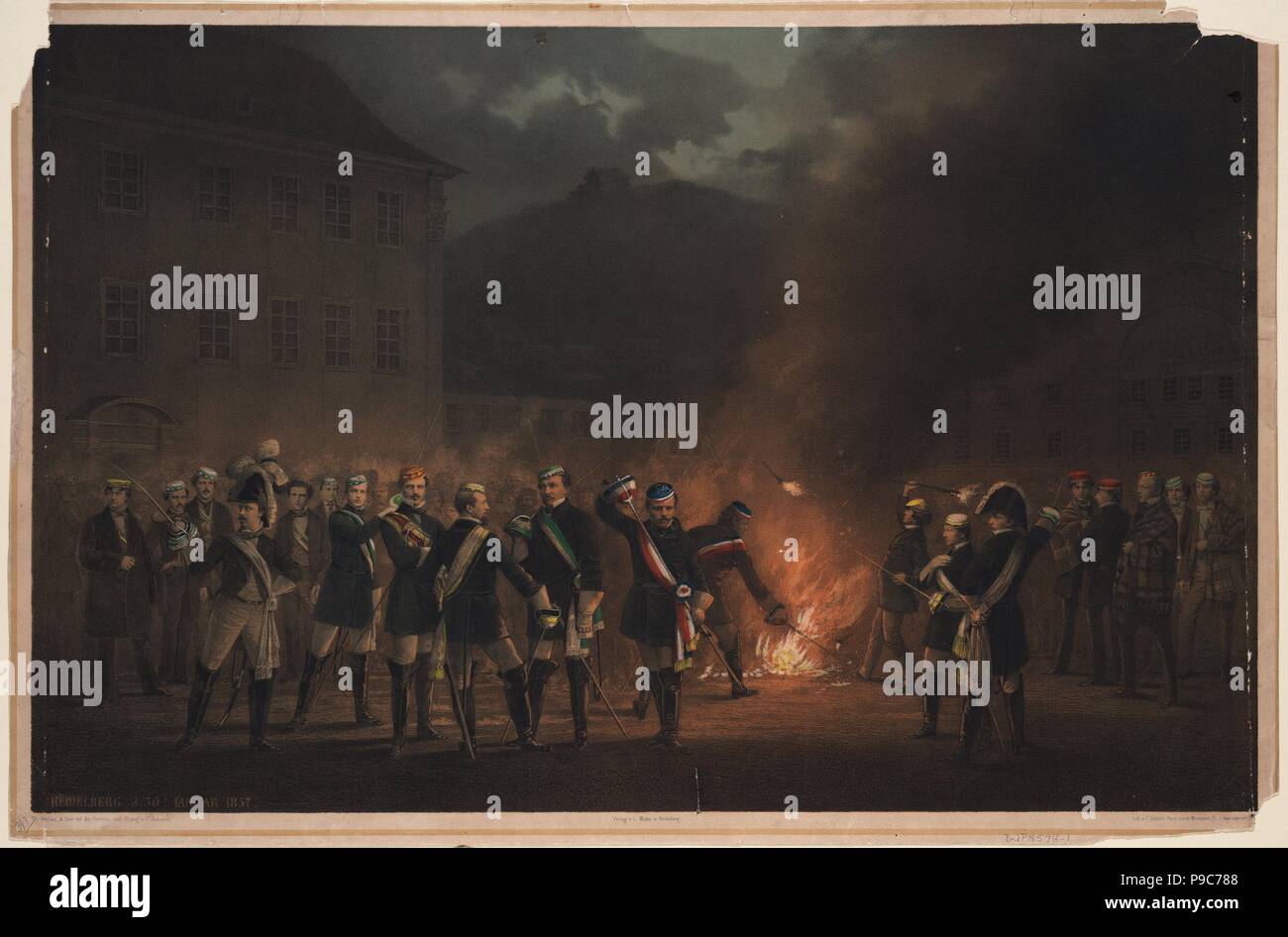 Torchlight procession at Heidelberg on 30 January 1857. Museum: PRIVATE ...