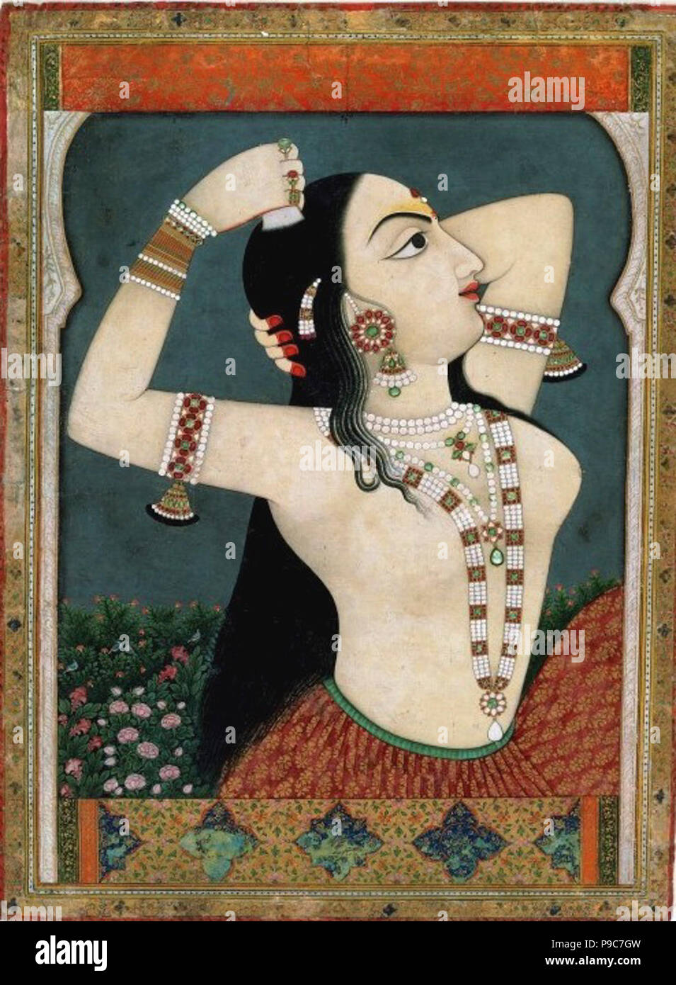 A lady combing her hair. Jaipur. ca. 1790 Victoria and Albert Museum ...