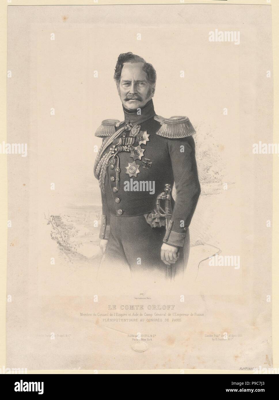 Portrait of Count Alexey Fyodorovich Orlov (1787-1862). Museum: PRIVATE COLLECTION Stock Photo ...