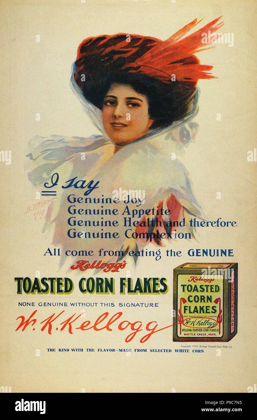 Poster for Kelloggs Cornflakes. Museum: PRIVATE COLLECTION Stock Photo ...