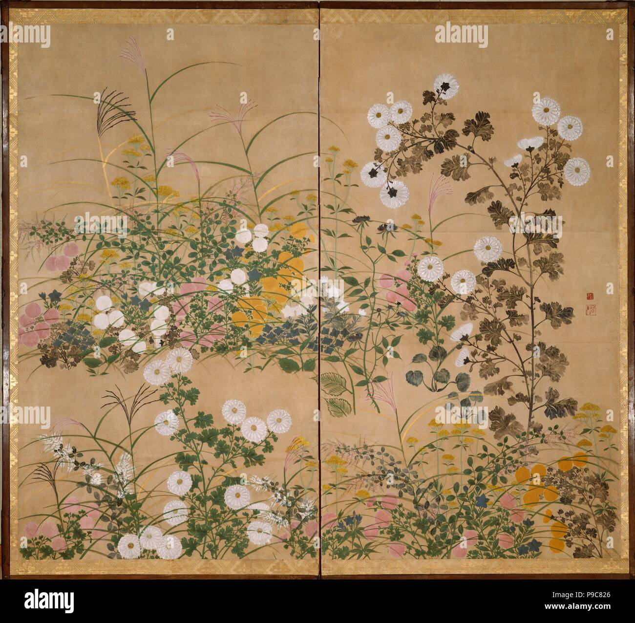 Flowering Plants in Autumn. Museum: SUNTORY MUSEUM OF ART Stock Photo ...