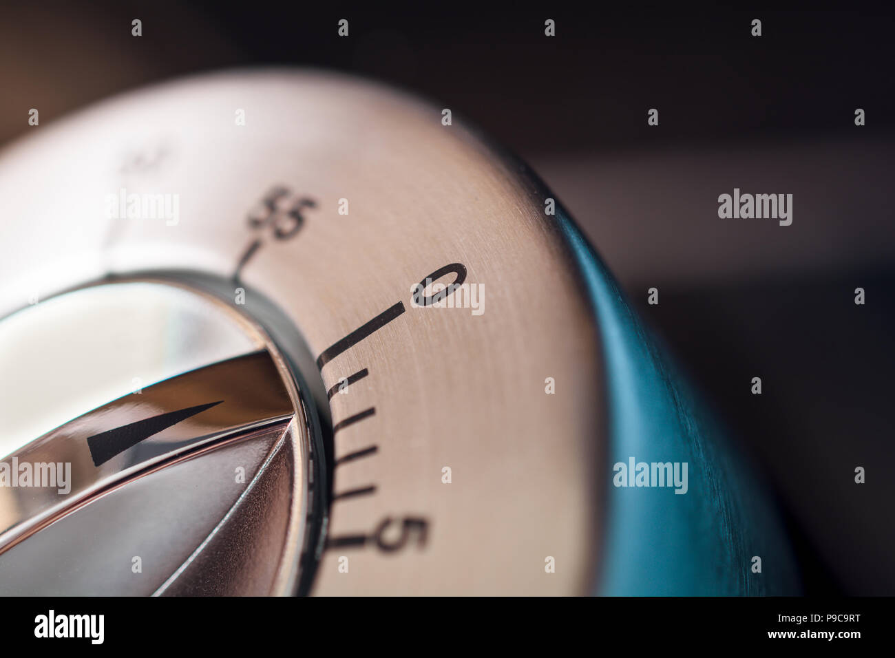 0 Minutes - 1 Hour - Macro Of An Analog Chrome Kitchen Timer With Dark ...