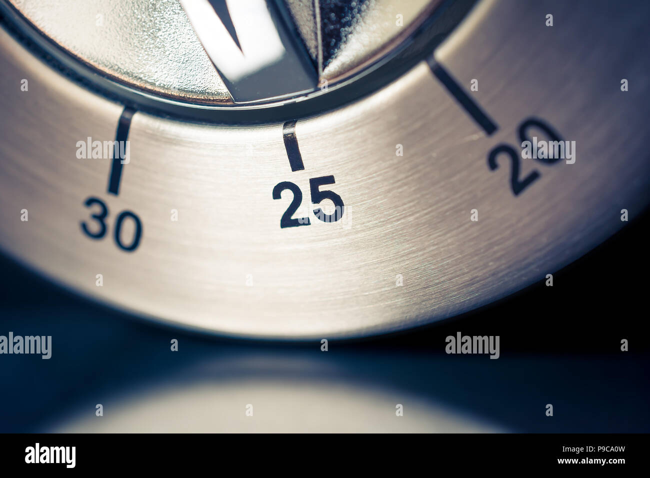 25 Minutes - Macro Of An Analog Chrome Kitchen Timer With Dark ...