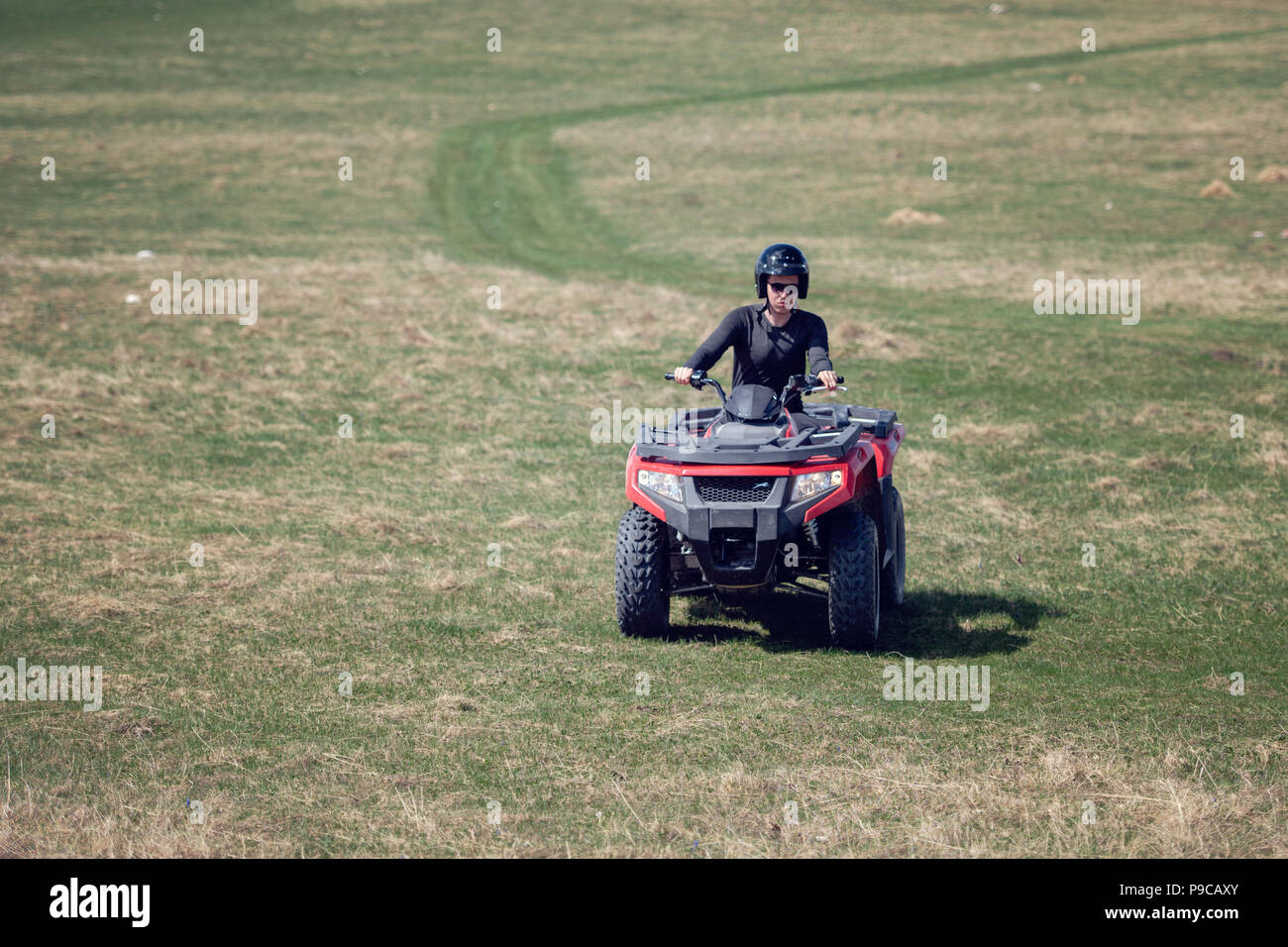 man riding atv vehicle on off road track ,people outdoor sport ...