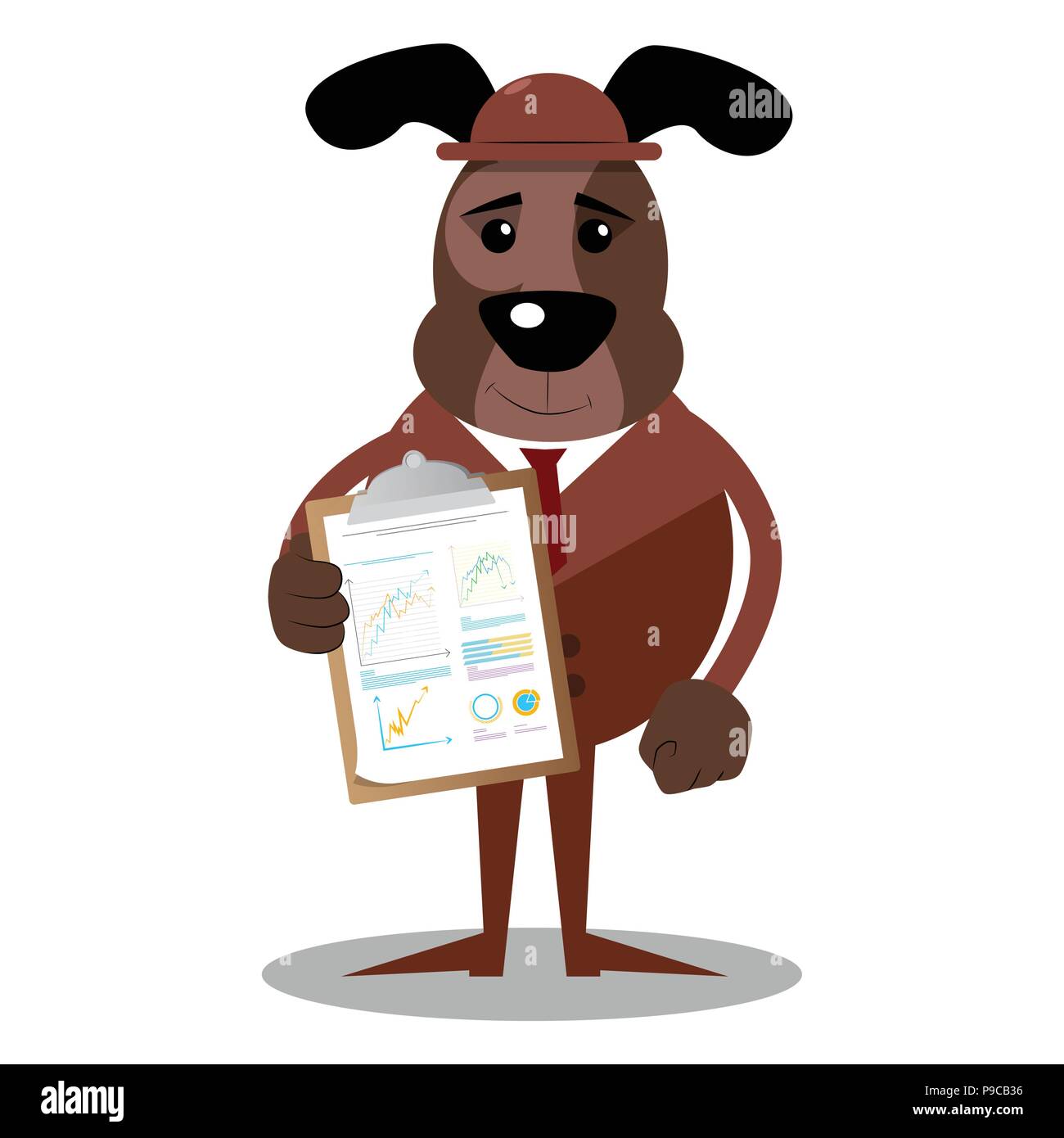 Cartoon illustrated business dog shows finance report Stock Vector ...