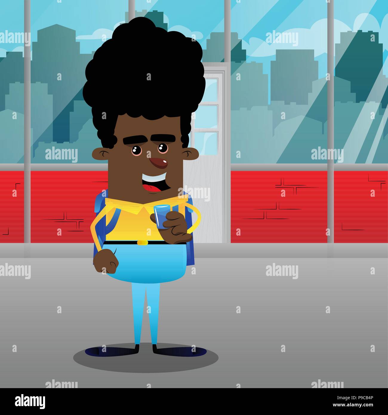 Schoolboy drinking brandy. Vector cartoon character illustration Stock ...