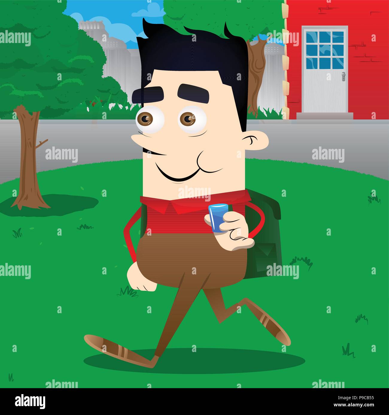 Schoolboy drinking brandy. Vector cartoon character illustration Stock ...