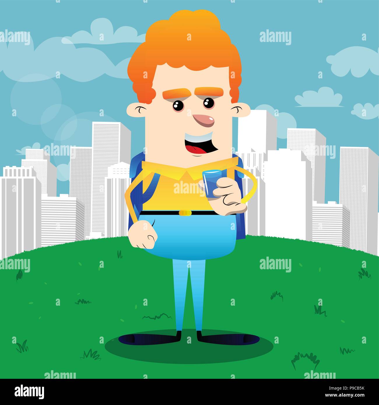 Schoolboy drinking brandy. Vector cartoon character illustration Stock ...