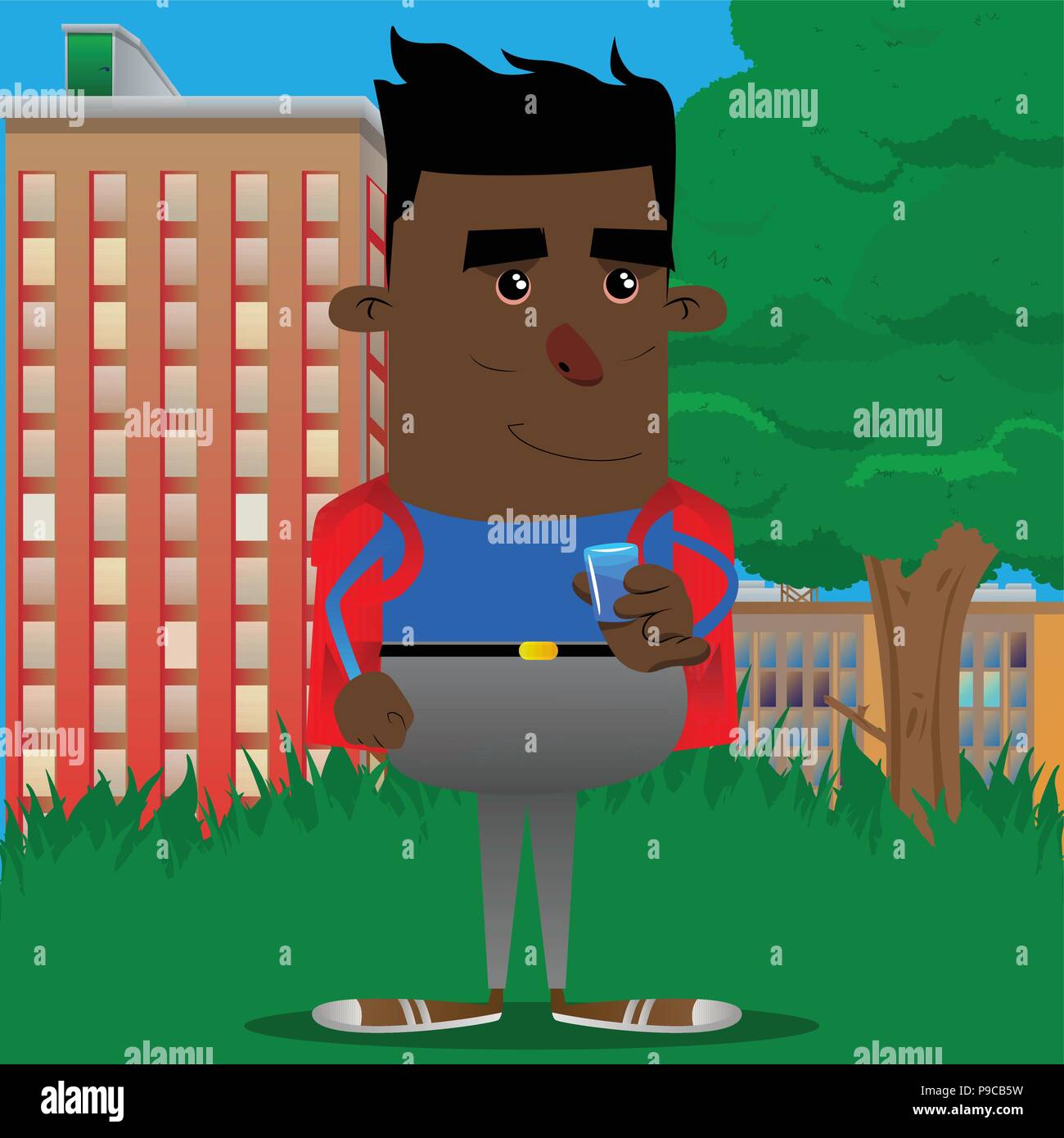 Schoolboy drinking brandy. Vector cartoon character illustration Stock ...