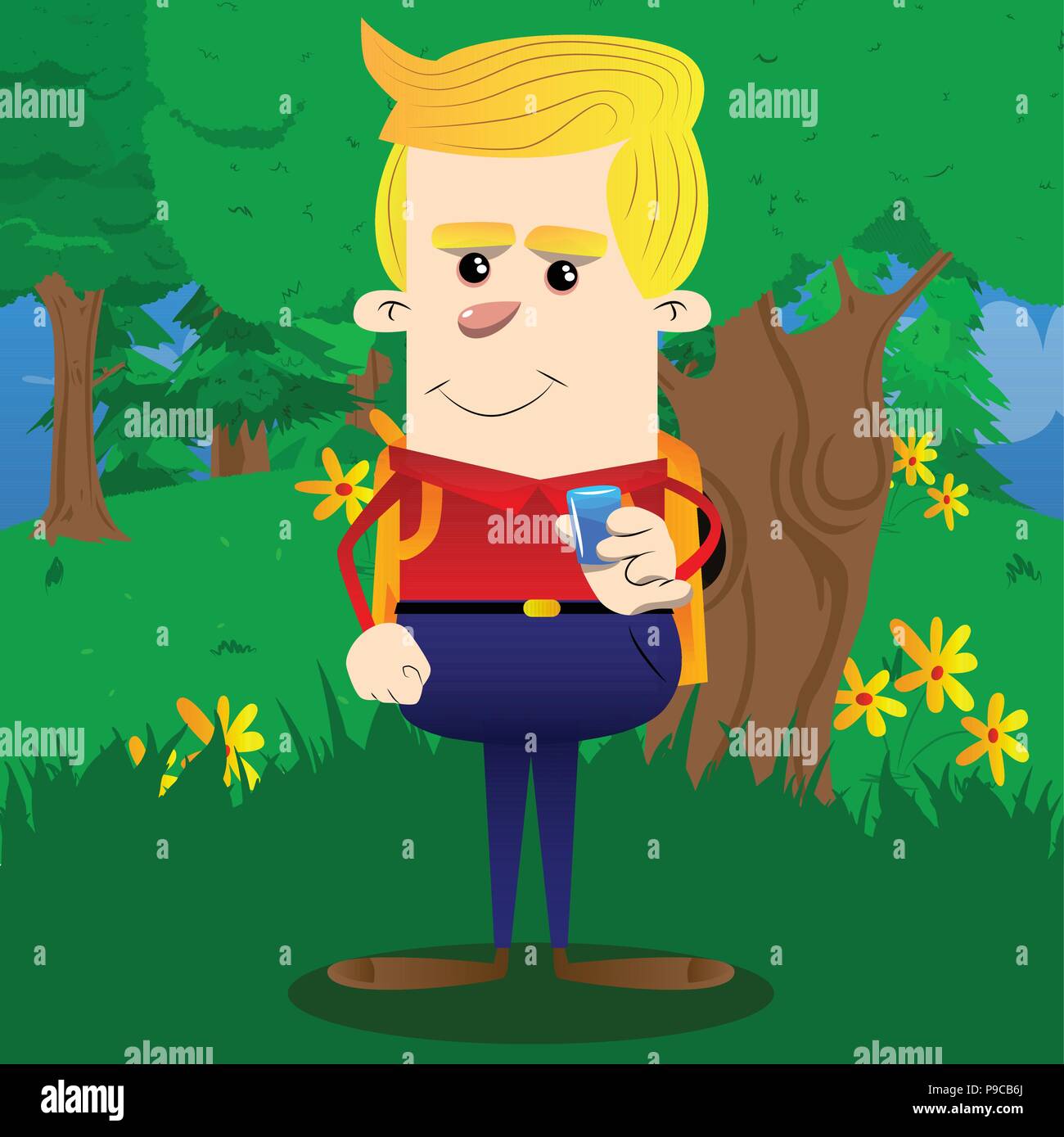 Schoolboy drinking brandy. Vector cartoon character illustration Stock ...