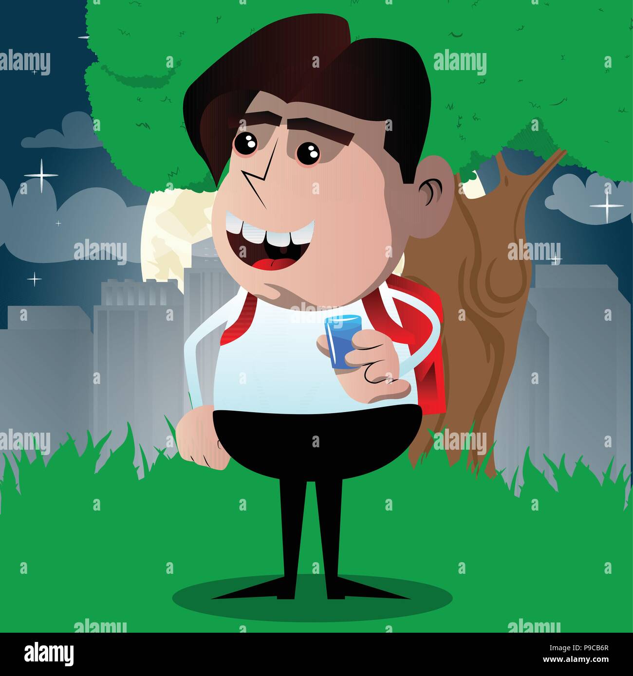 Schoolboy drinking brandy. Vector cartoon character illustration Stock ...