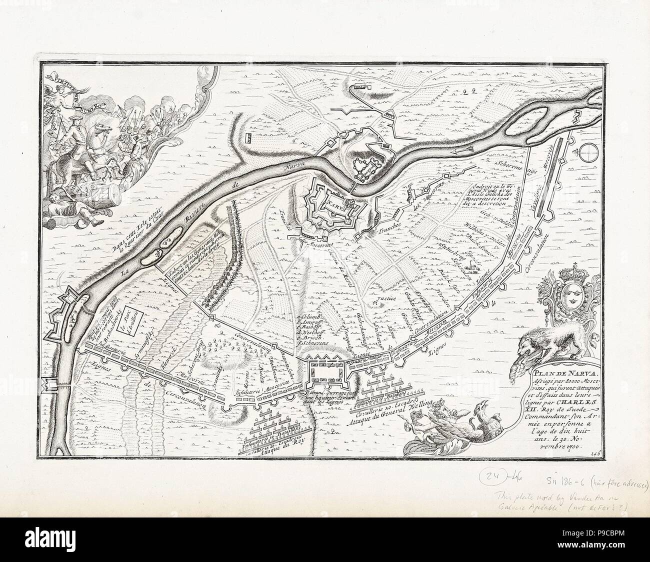 Map of Narva in 1700. Museum: PRIVATE COLLECTION Stock Photo - Alamy