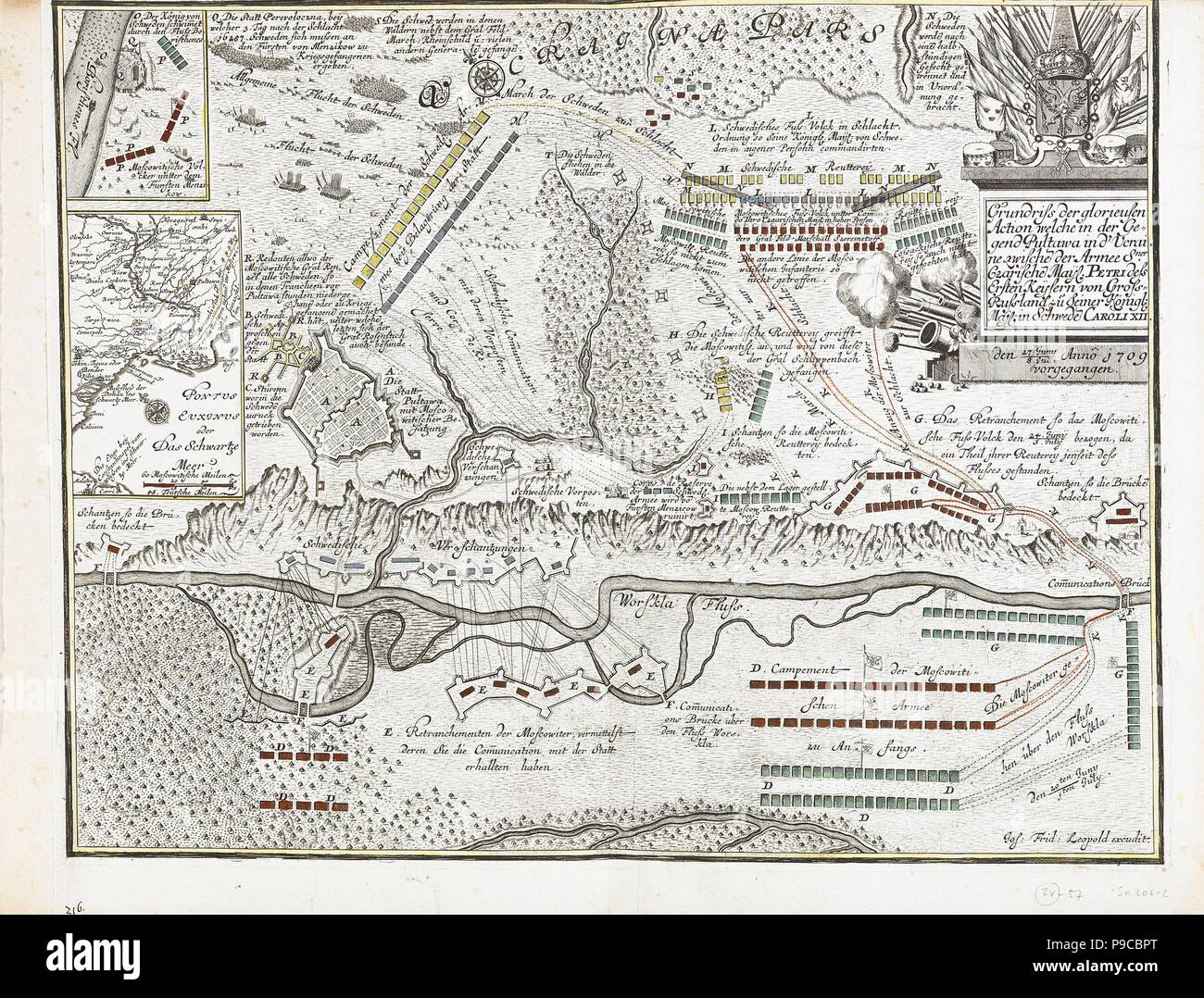 Map of the Battle of Poltava on 27 June 1709. Museum: PRIVATE ...