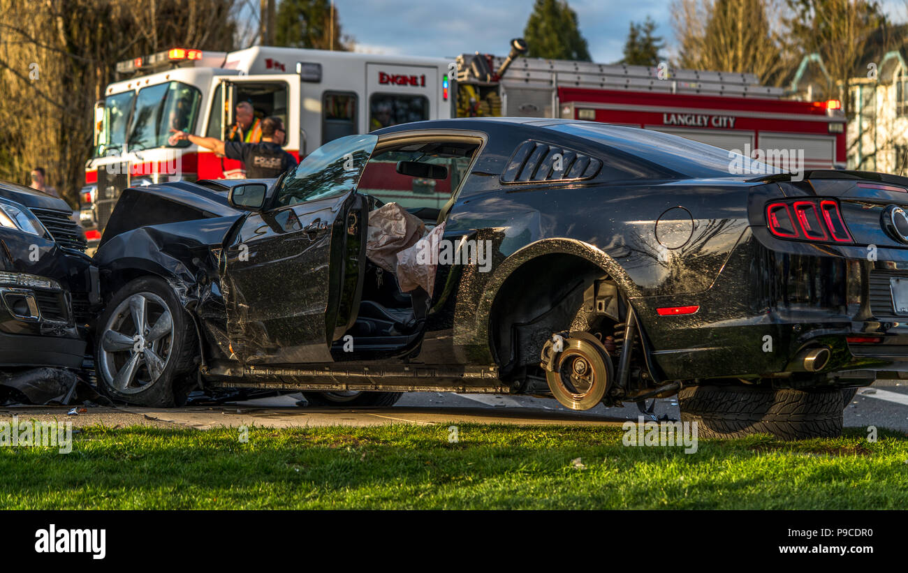 The aftermath of a car crash accident. Car crash dangerous accident on ...