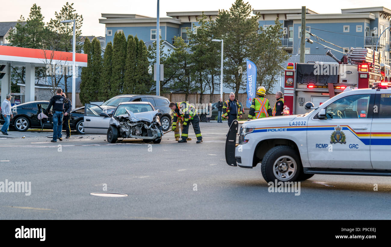 The aftermath of a car crash accident. Car crash dangerous accident on ...