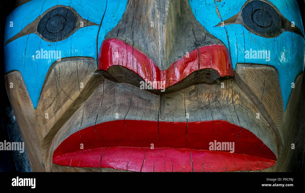 Totem pole carving art sculpture store in tourist travel attraction ...