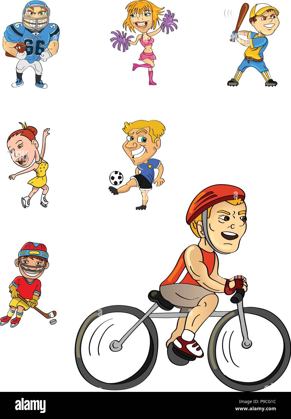 cartoon vector illustration of an athletes collection Stock Vector ...