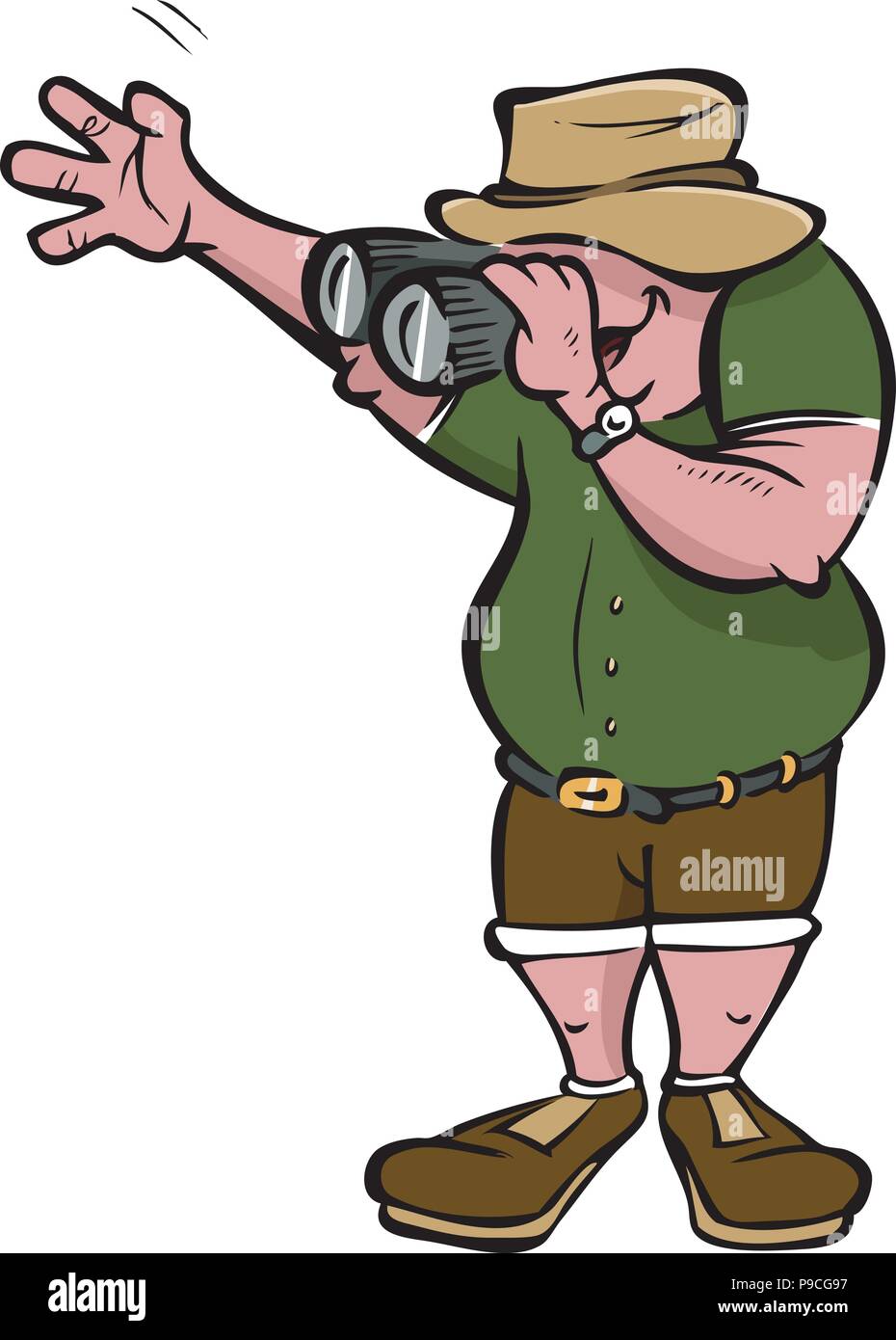 cartoon vector illustration of a birdwatcher with binoculars Stock ...