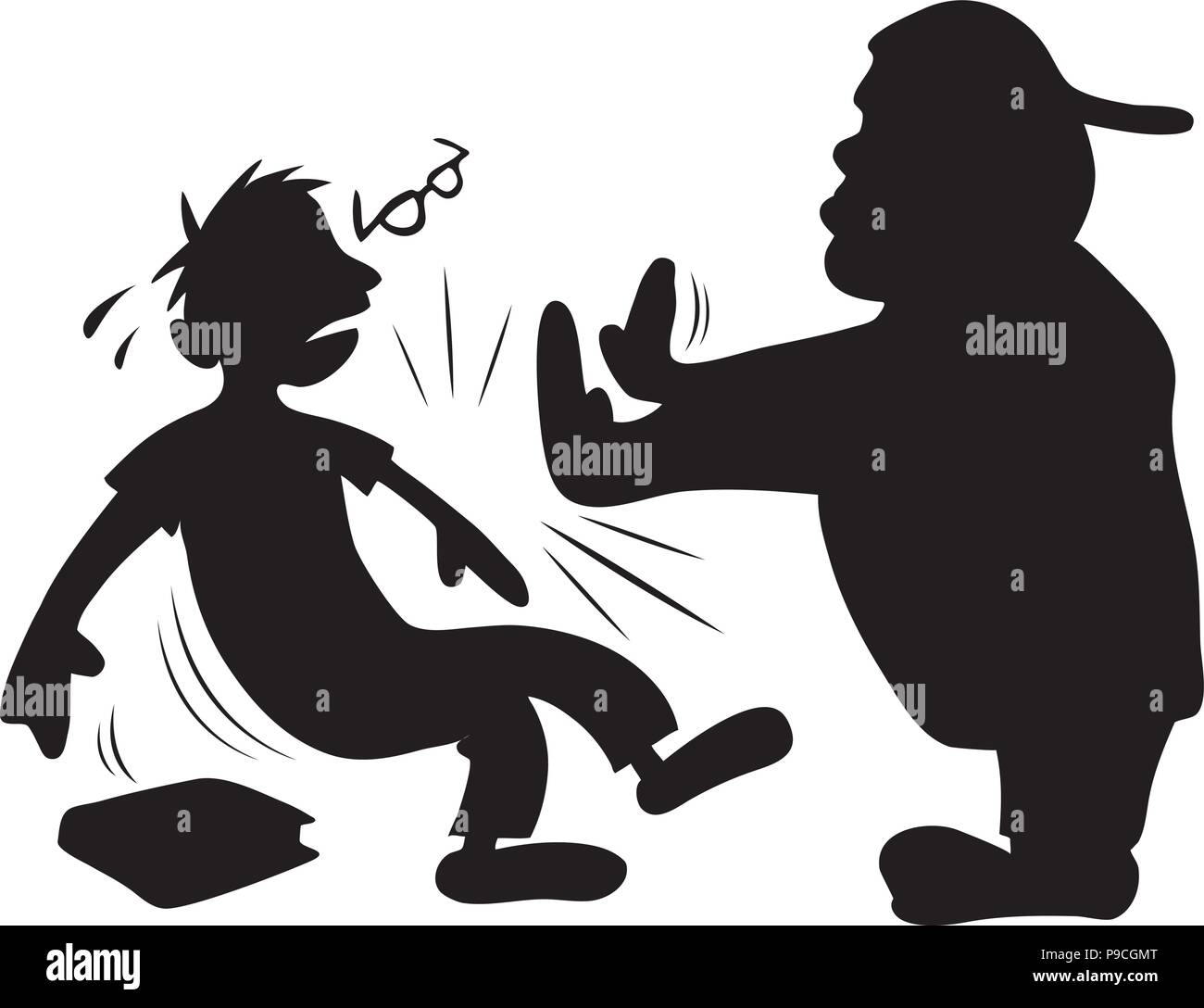 cartoon vector illustration of a bully and nerd silhouette Stock Vector ...