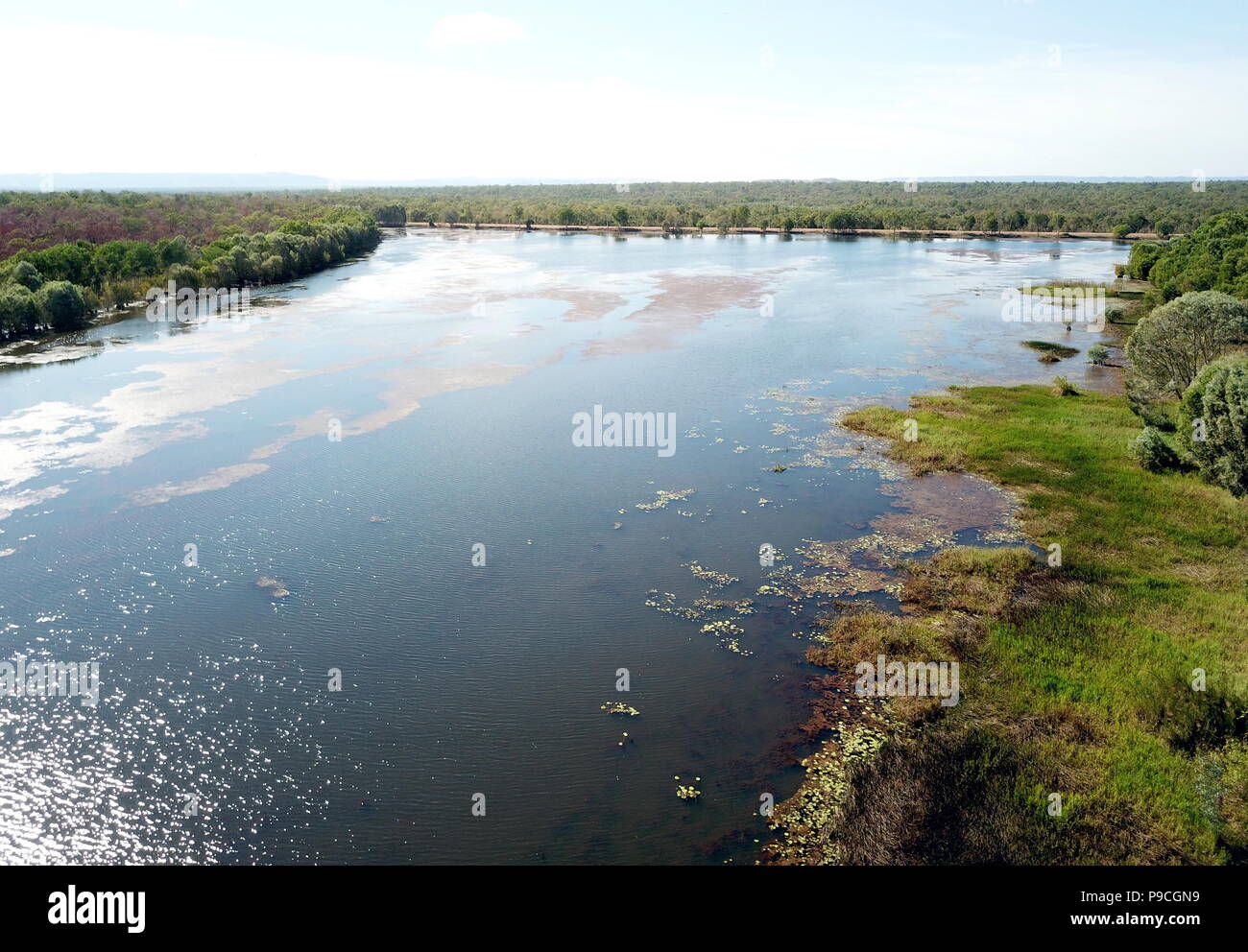 Aerial view of Lake Jabiru in dry season. Jabiru is the main township ...