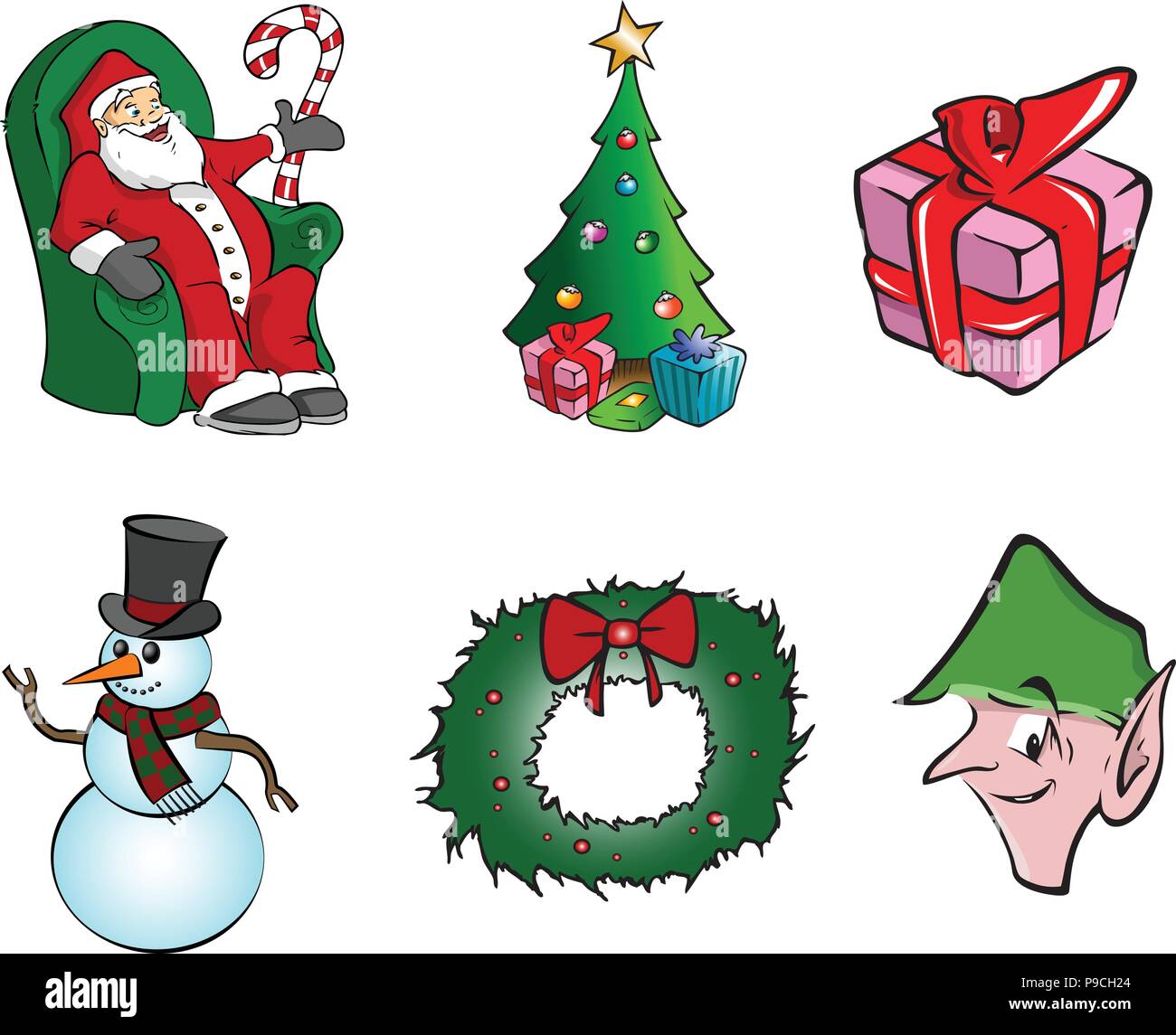 cartoon vector illustration of a Christmas holiday collection Stock ...