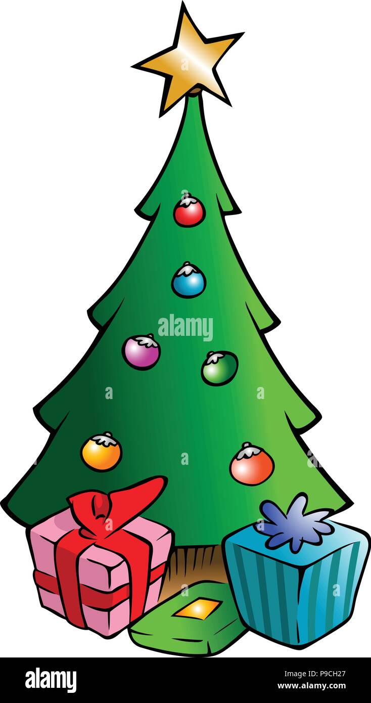 cartoon vector illustration of a Christmas tree Stock Vector Image ...