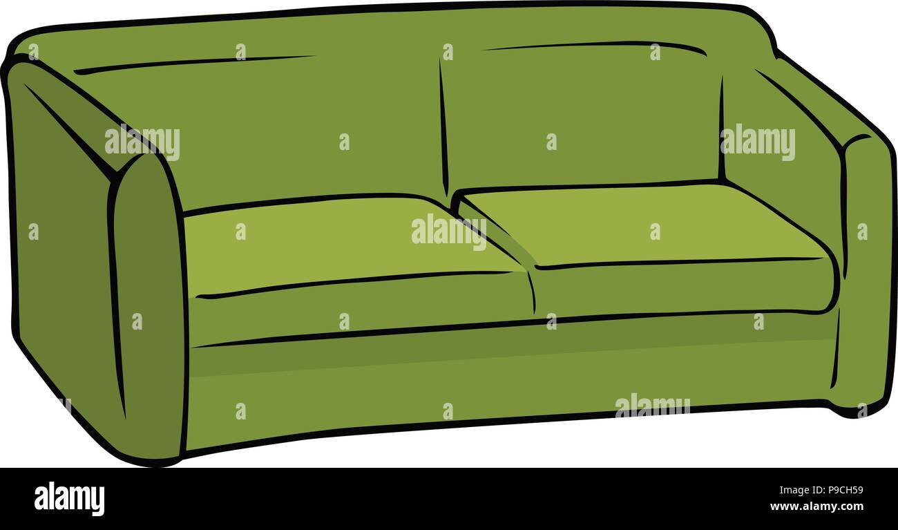 cartoon vector illustration of a green couch Stock Vector Image & Art ...