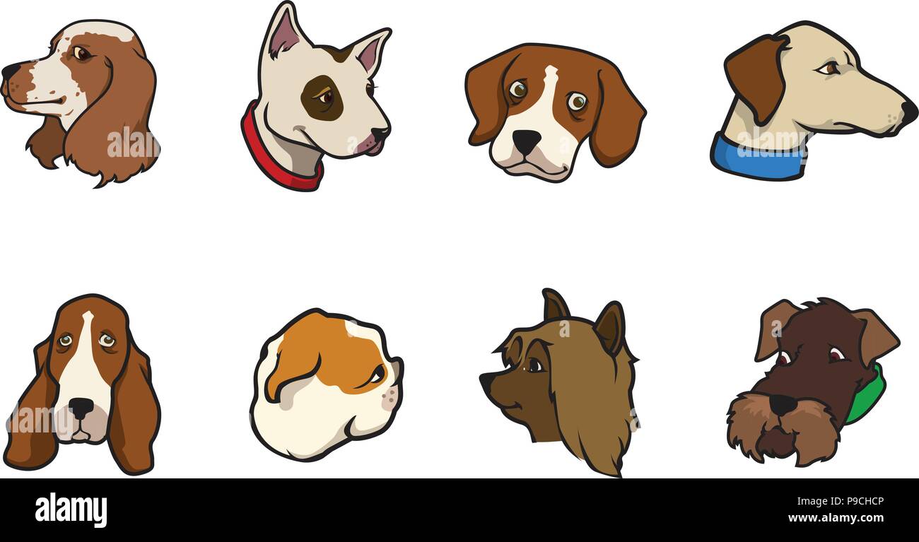 cartoon vector illustration of a dogs collection - heads Stock Vector ...