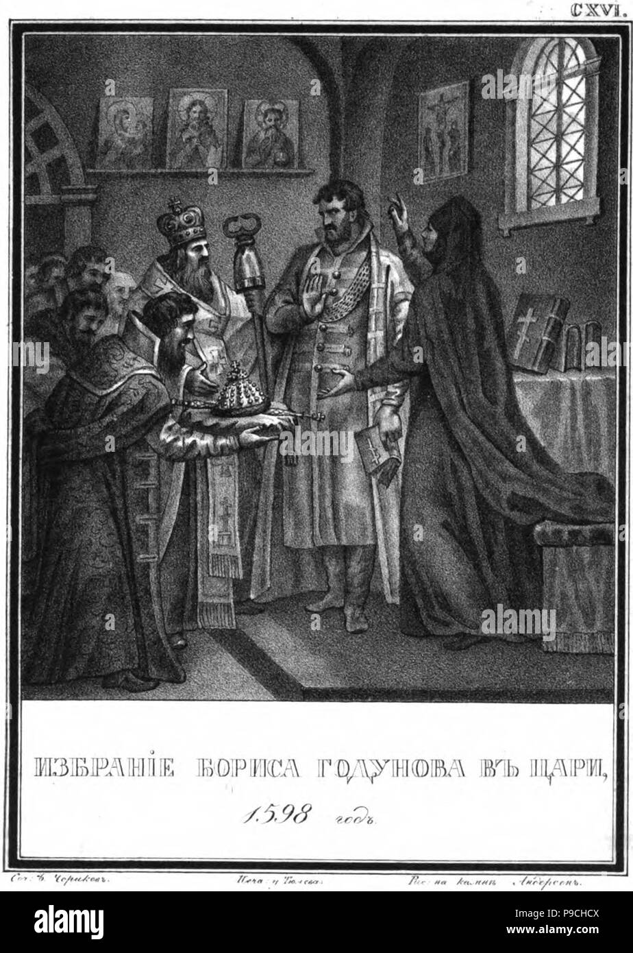 The Election of Boris Godunov to the Tsar. 1598 (From "Illustrated ...
