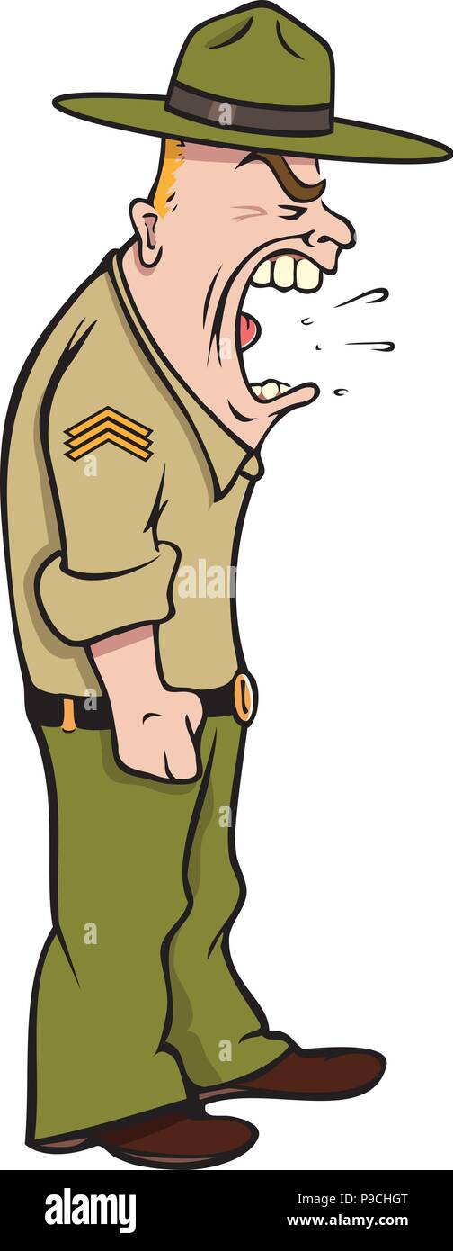 cartoon vector illustration of a drill sergeant Stock Vector Image ...