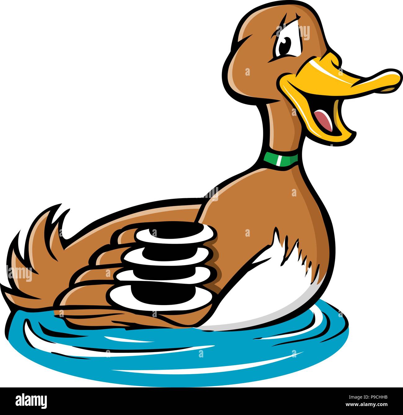 cartoon vector illustration of a duck swimming Stock Vector Image & Art ...